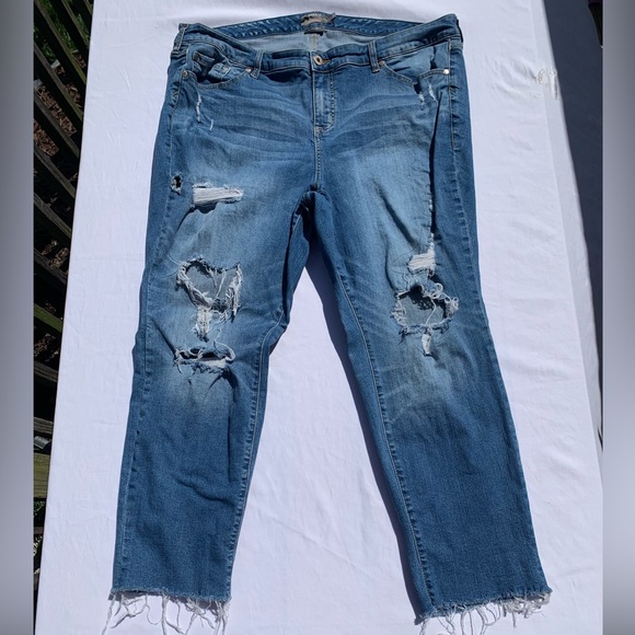 torrid | Jeans | Torrid Blue Boyfriend Jeans Distressed Stretch | Poshmark